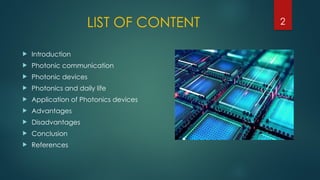 my seminar topic prasentation on thids topic of photonic communication | PPTX