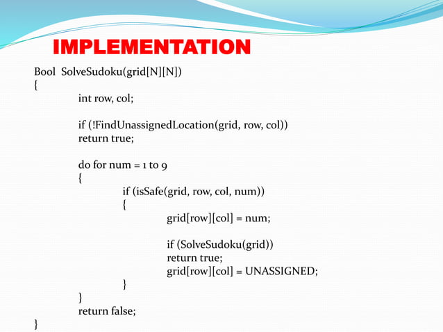 Sudoku | PPTX | Programming Languages | Computing
