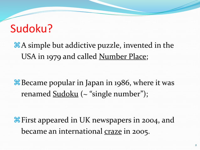 Sudoku | PPTX | Programming Languages | Computing