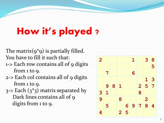 Sudoku | PPTX | Programming Languages | Computing