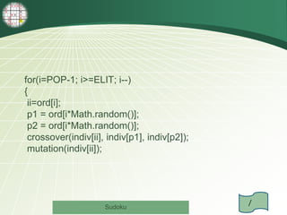 Sudoku Solving by Genetic Algorithm | PPTX