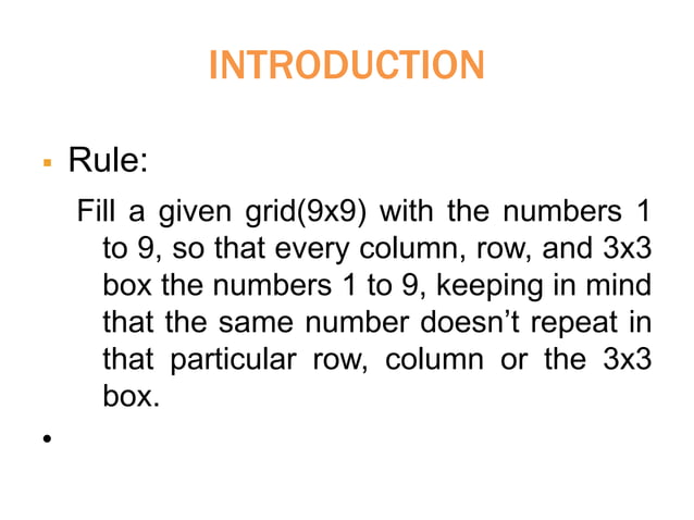 Sudoku solver ppt | PPTX