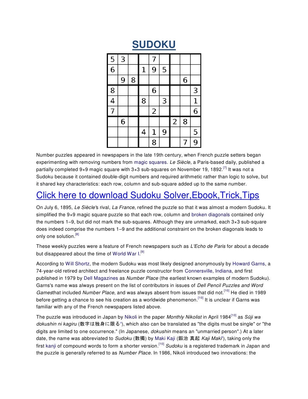 Sudoku Solving Techniques sudoku-solving-techniques