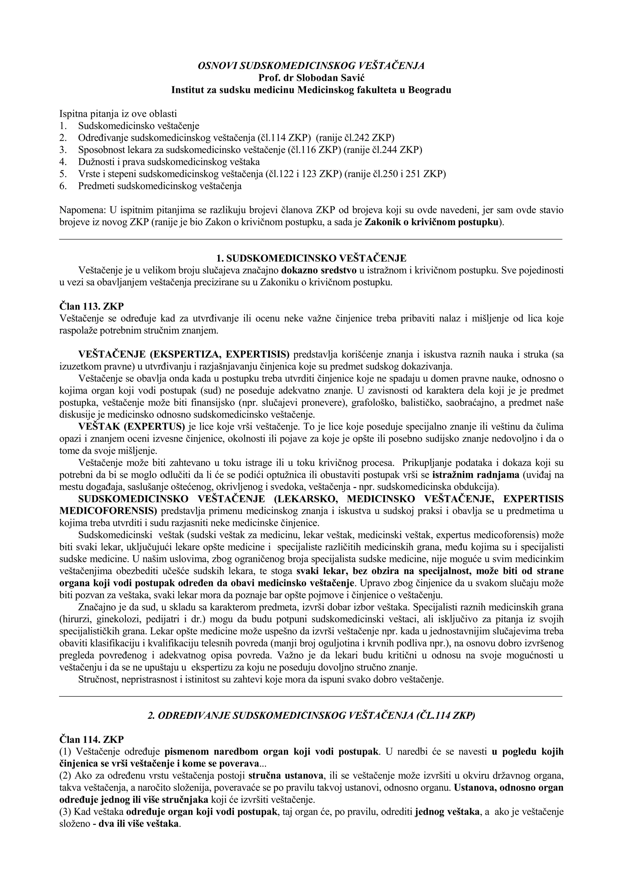 Sudska medicina prof. S.Savic | PDF