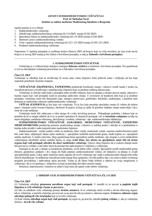 Sudska medicina prof. S.Savic | PDF
