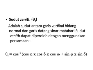 sudut deklanasi, zenith, azimuth, matahari | PPT