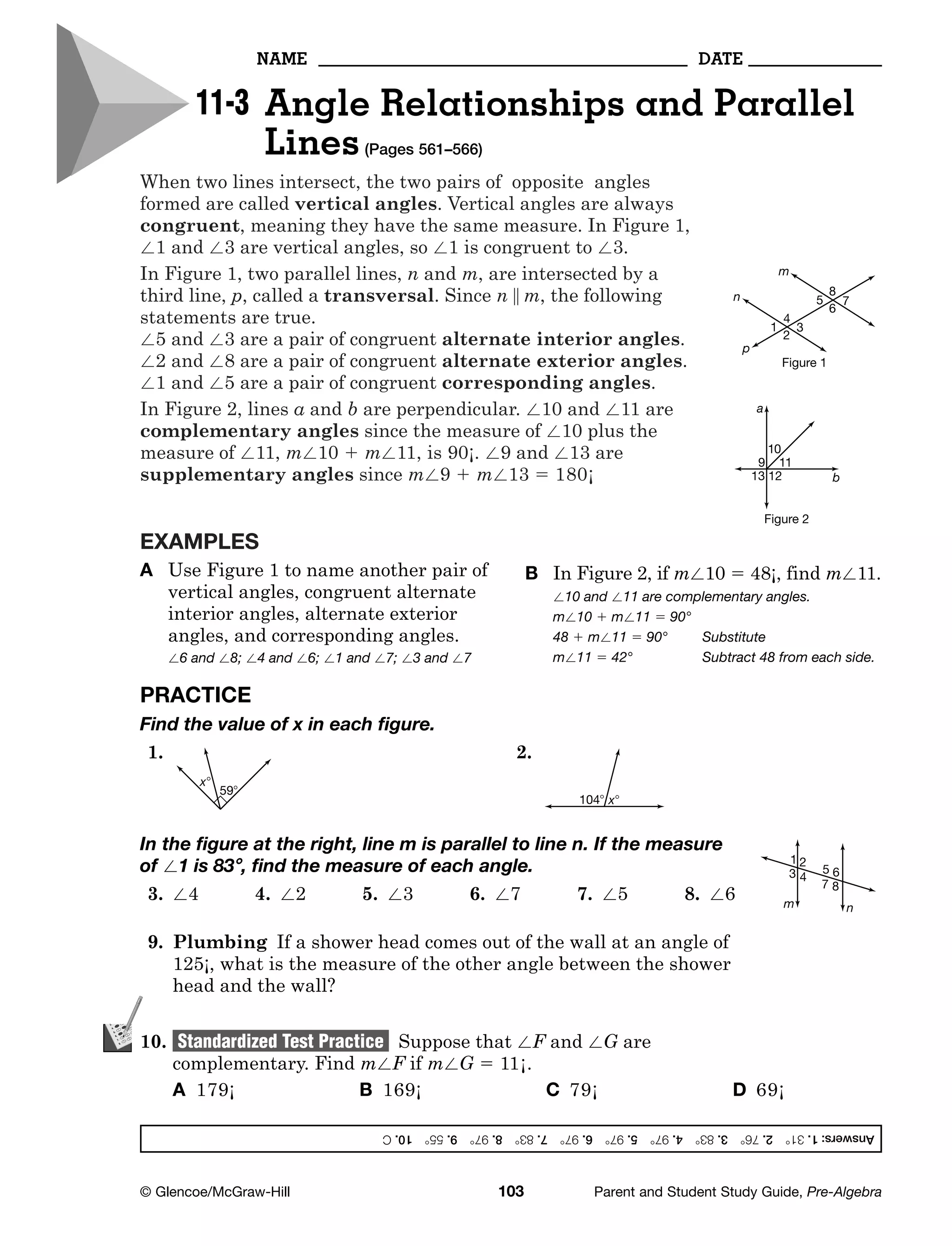 Angle Relationships and Parallel Lines | PDF