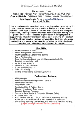 Sue coles cv 2016 nov | DOCX