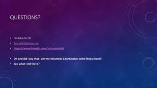 Sue Loth: Job Search Strategies using personal connections | PPT