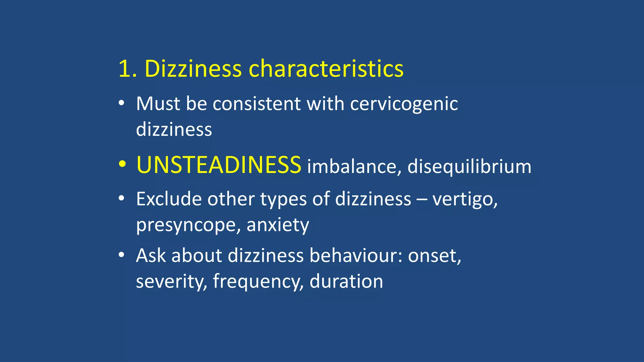 Cervicogenic Dizziness - identification and treatment | PPTX