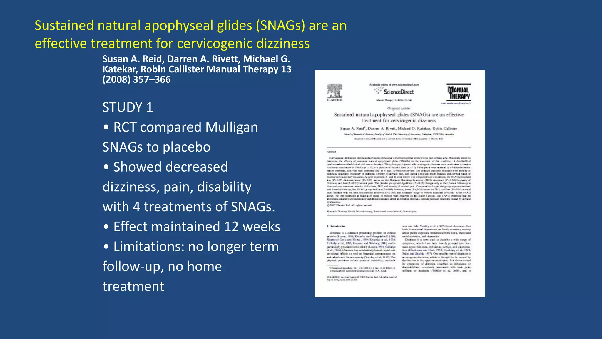 Cervicogenic Dizziness - identification and treatment | PPTX