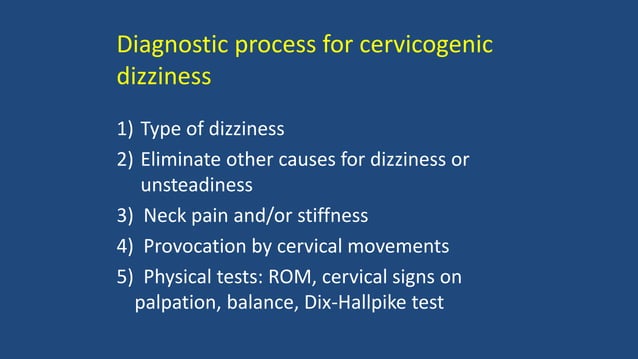 Cervicogenic Dizziness - identification and treatment | PPTX | Brain ...
