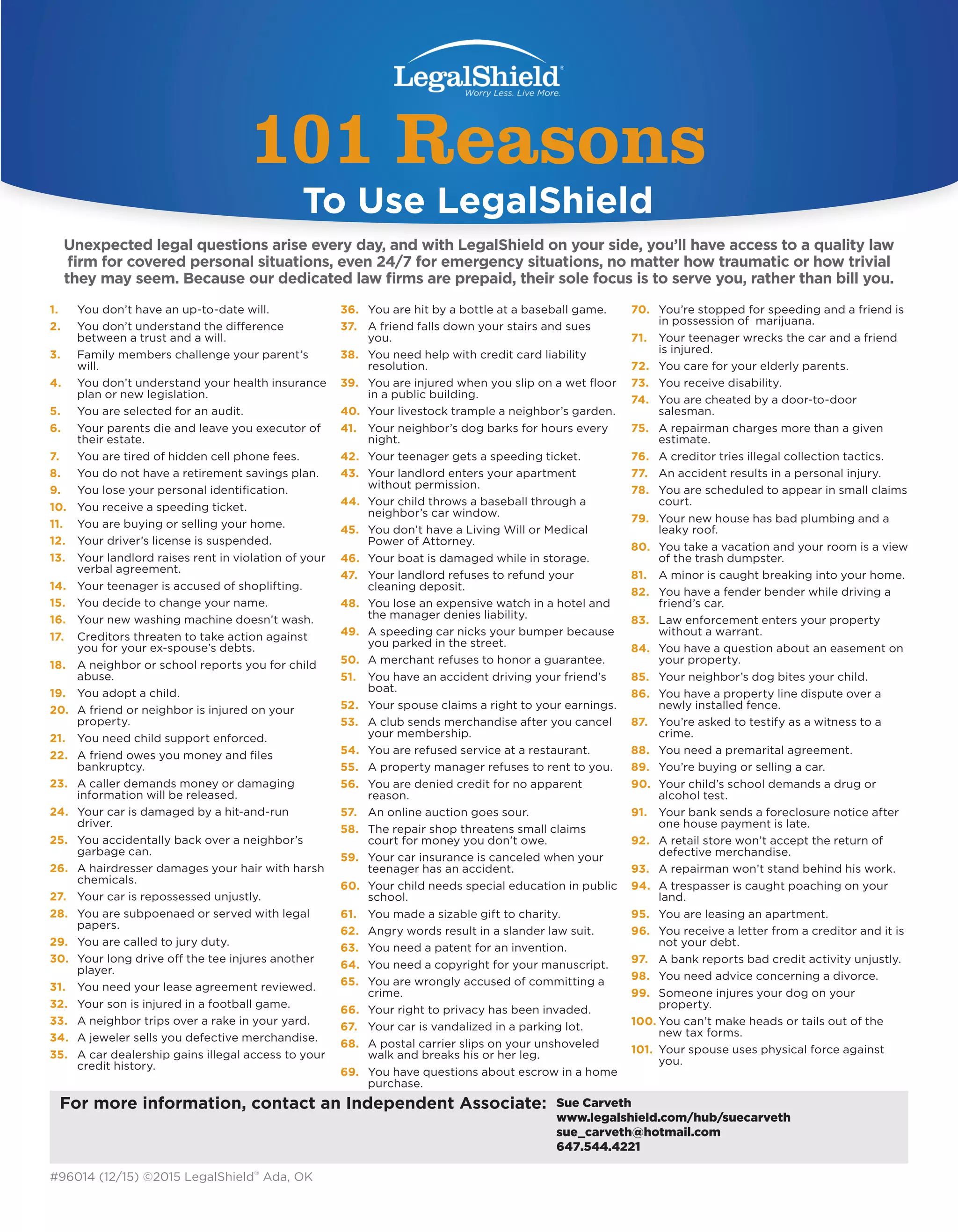 101 Reasons To Use LegalShield | PDF