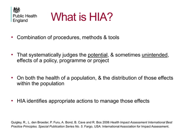 Health Impact Assessment & Planning- Sue Wright, RTPI CPD June 2013 | PPT
