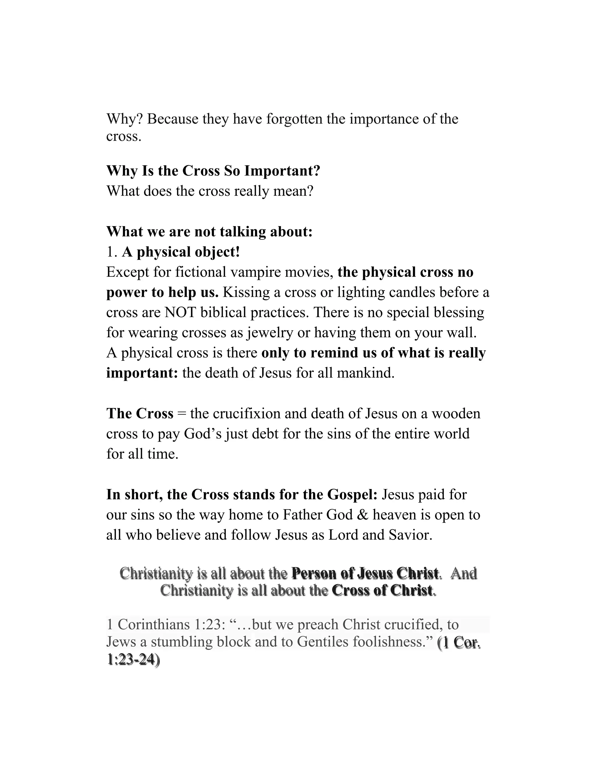 The Importance of the Cross | PDF