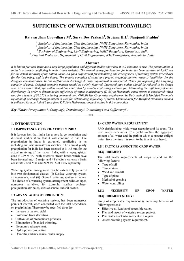 Sufficiency of water distributory(hlbc) | PDF | Agriculture | Industries