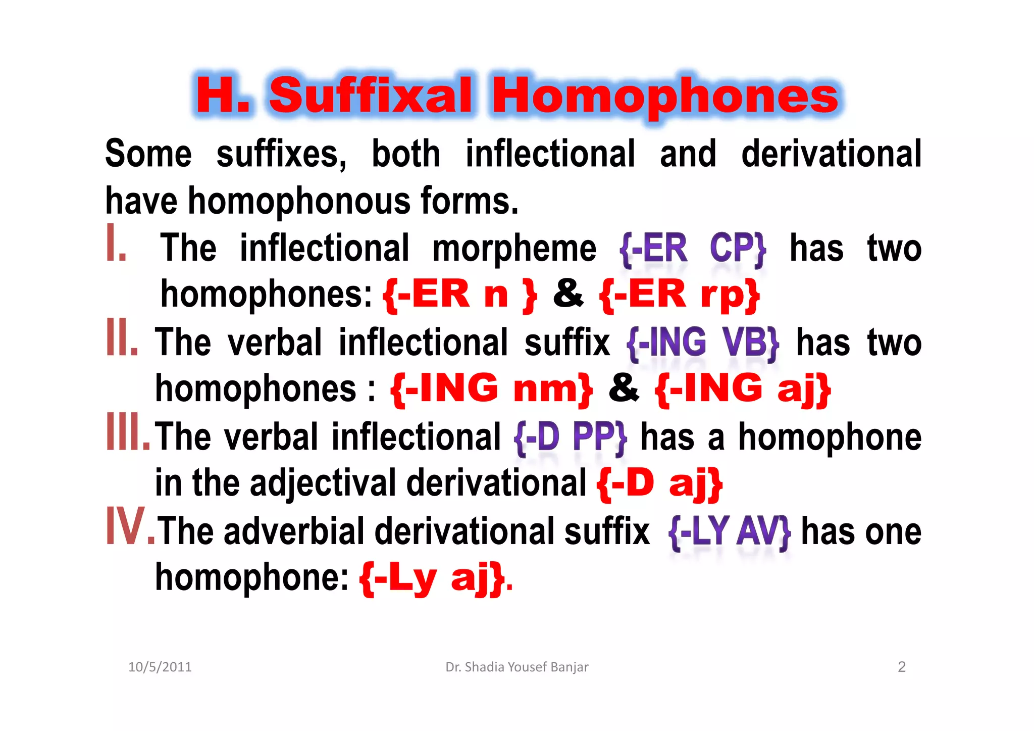 Suffixal Homophones, Dr. Shadia Yousef Banjar | PDF