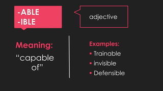 English Suffixes to Improve Your Vocabulary | PDF