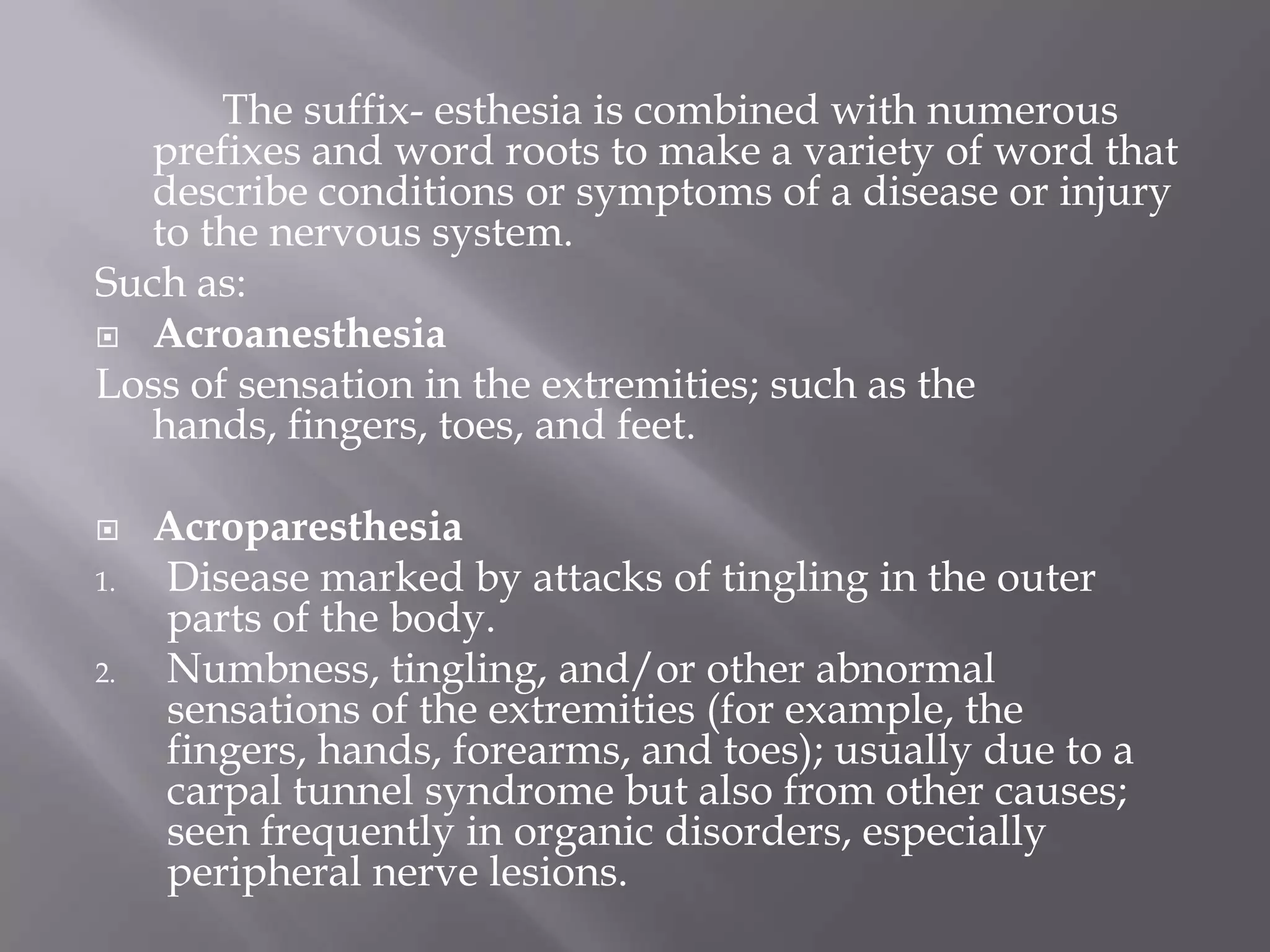 Suffixes of the Nervous System | PPTX