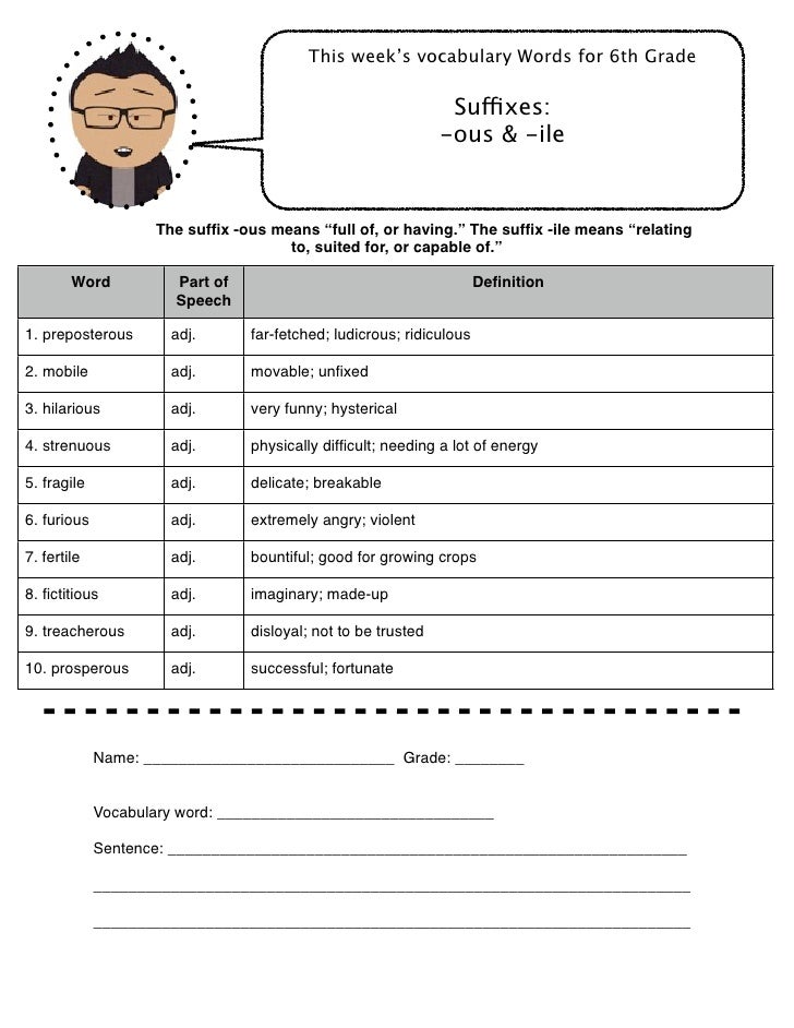 Suffixes Ous And Ile With Definitions Grade Six suffixes-ous-and-ile-with-definitions-grade-six