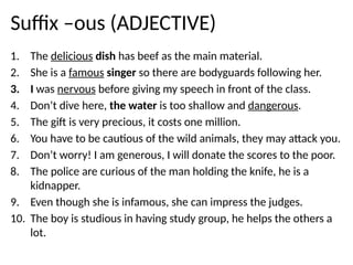 Suffix –ous and other suffixes (ADJECTIVE).pptx