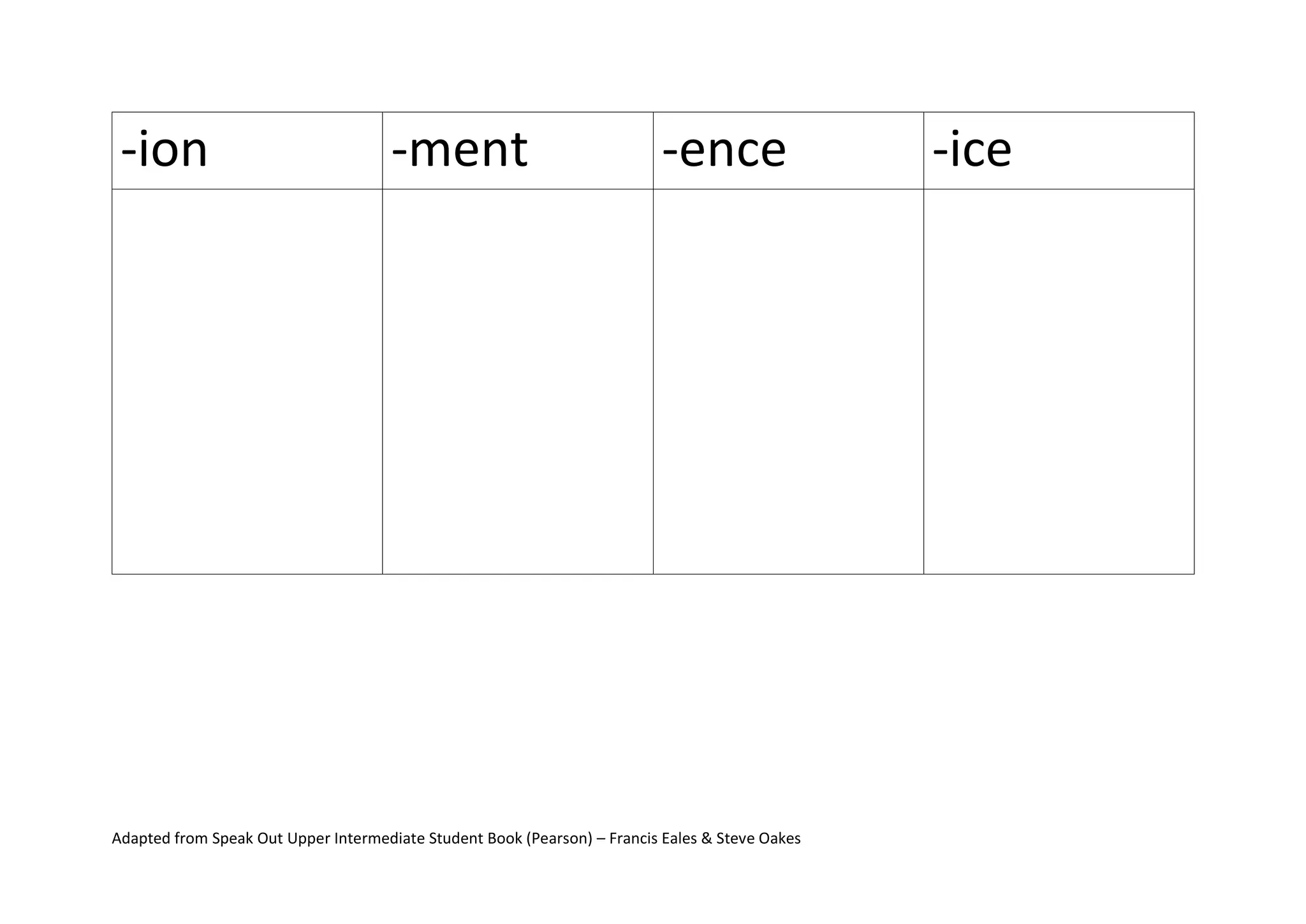 Suffix table and cards | PPT