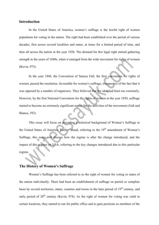 THE HISTORY AND IMPACT OF NINETEENTH AMENDMENT WOMEN’S SUFFRAGE | PDF