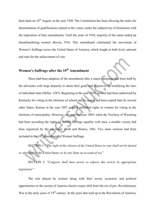 THE HISTORY AND IMPACT OF NINETEENTH AMENDMENT WOMEN’S SUFFRAGE | PDF