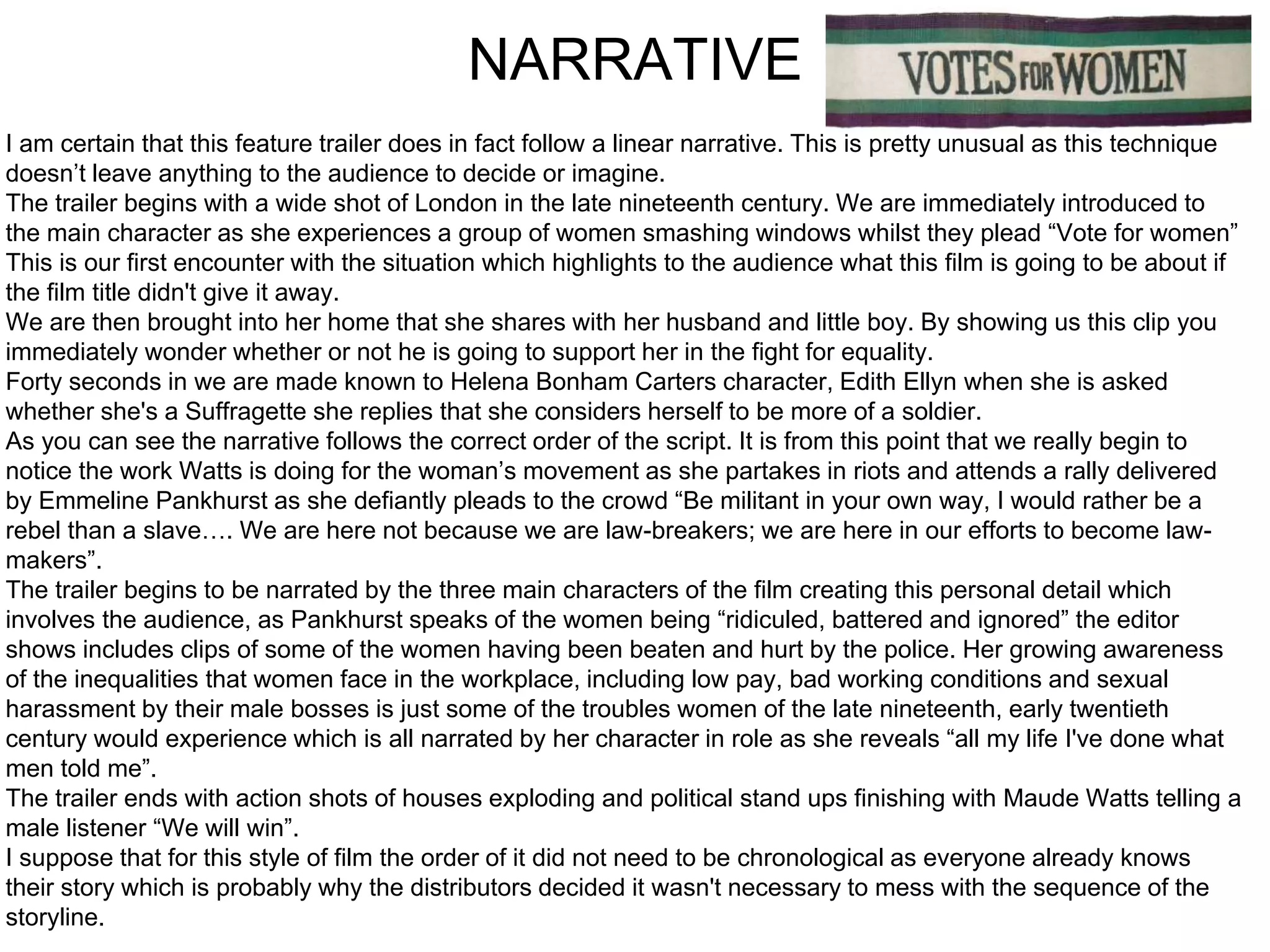 Suffragette film trailer analysis pp | PPTX