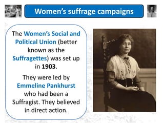 Era of the Great War - The Suffragettes | PPTX