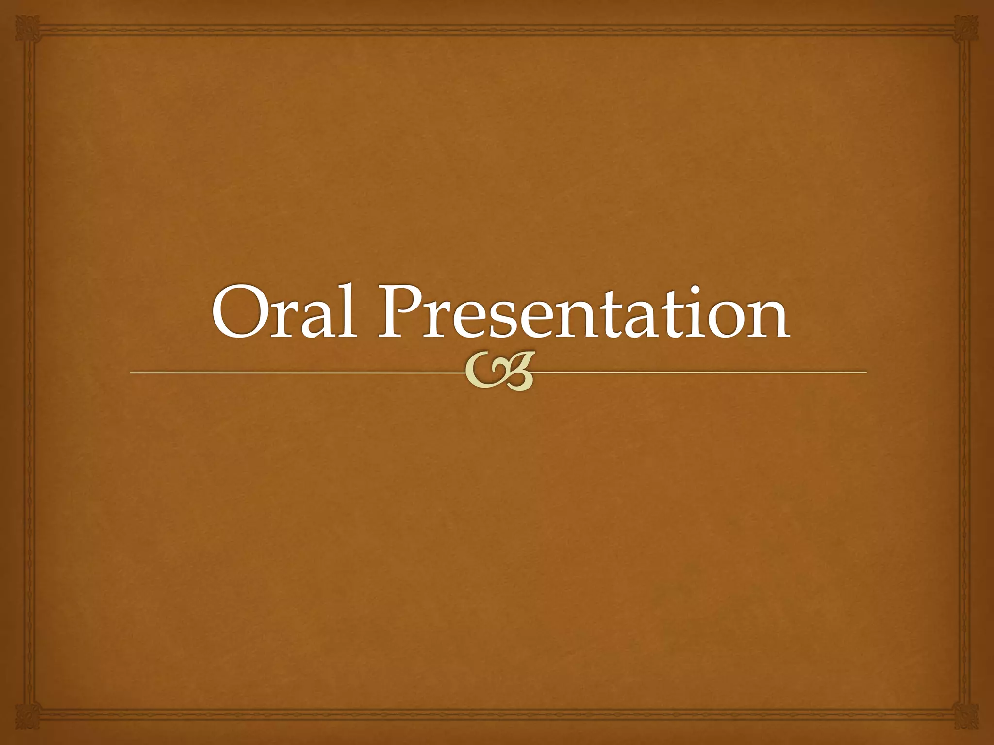 Oral Presentation | PPT