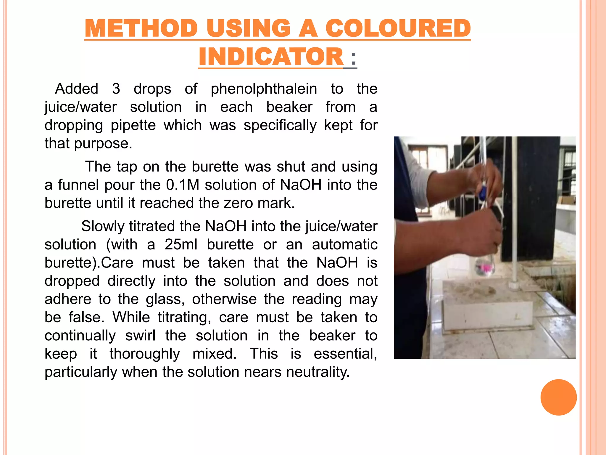 Calculation of Sugar Acid ratio of some fruits. | PPTX