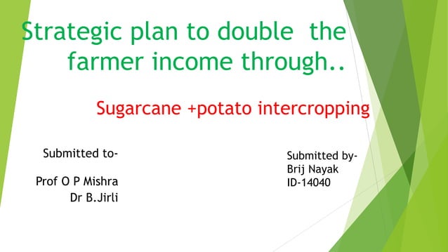 Sugarcane & potato intercropping | PPT