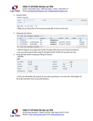 Hướng dẫn SugarCRM - Contacts | PDF