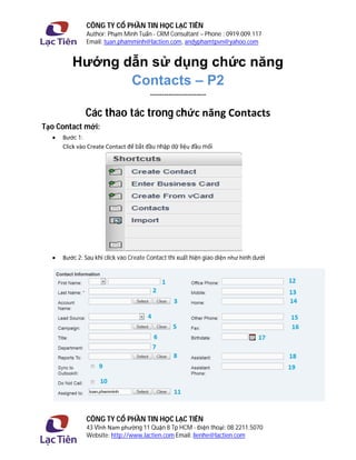 Hướng dẫn SugarCRM - Contacts | PDF