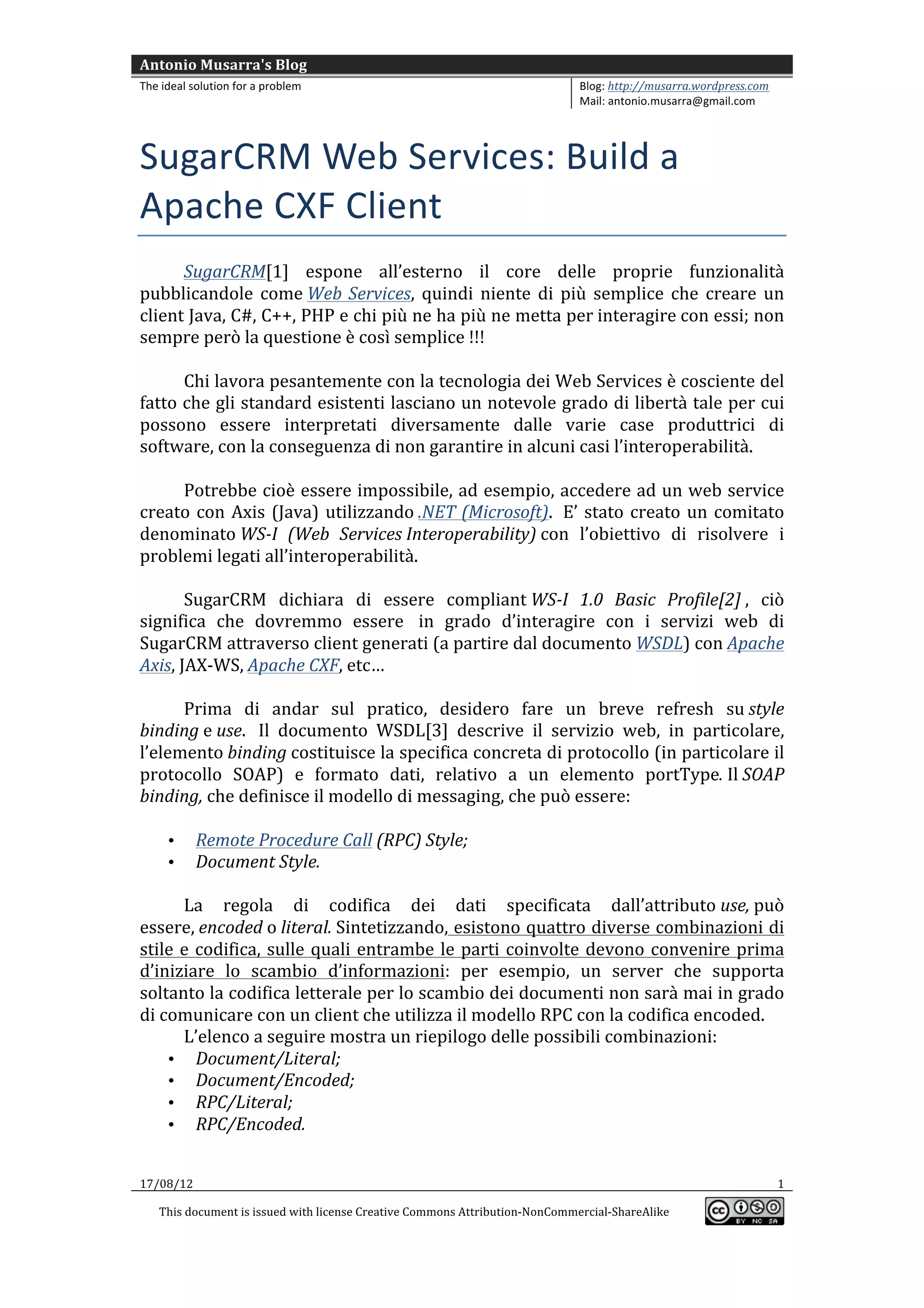 SugarCRM Web Services: Build a Apache CXF Client | PDF
