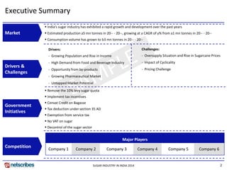 Market Research Report : Sugar industry in india 2014 - Sample | PDF