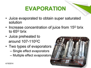 Sugar manufacturing process | PPTX