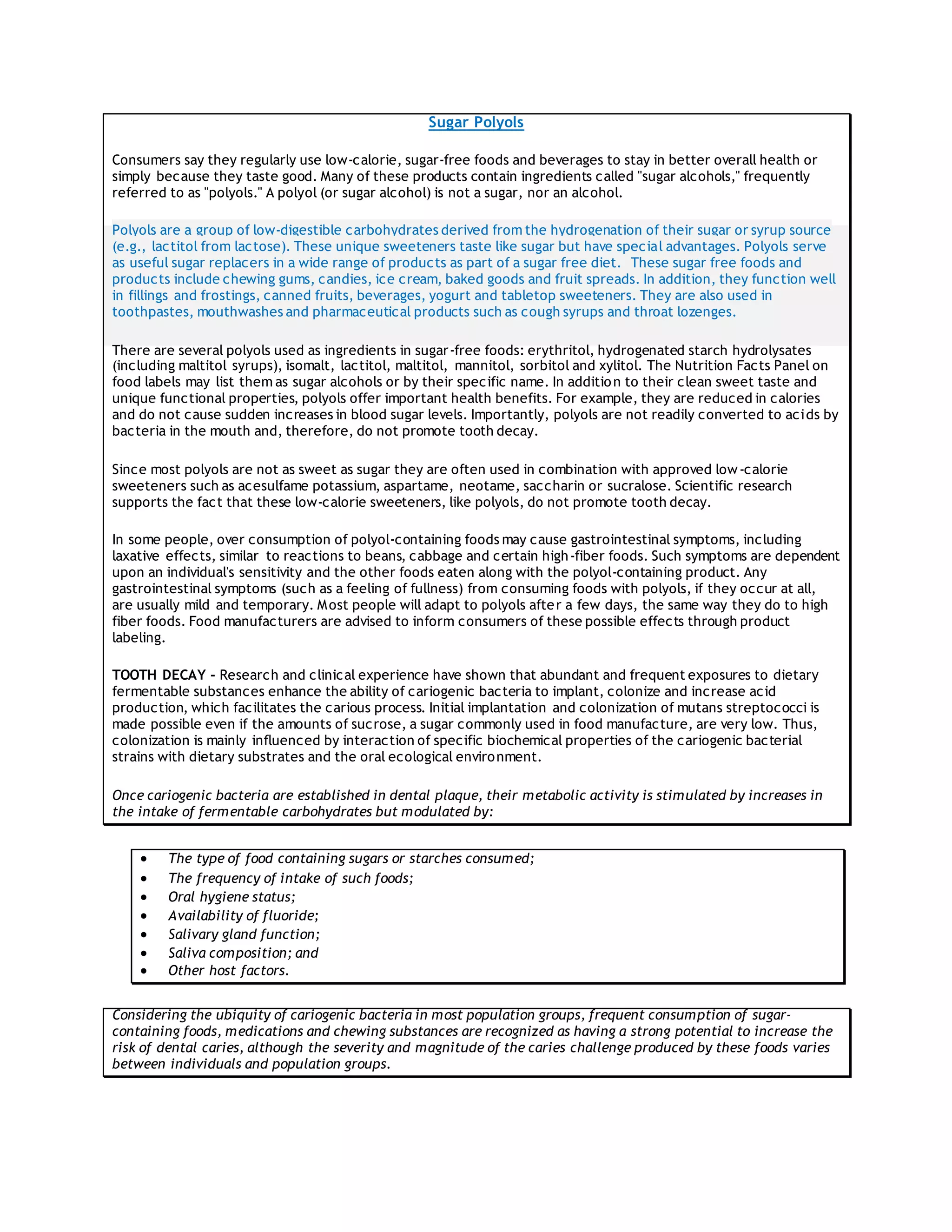 Sugar polyols | DOCX