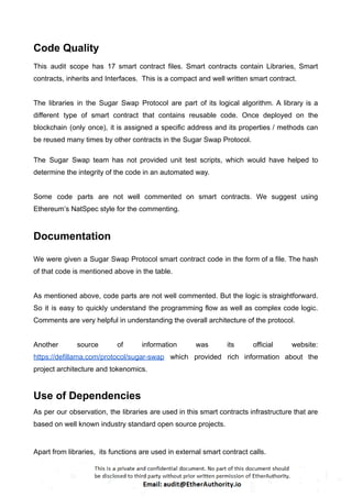 Sugar Swap – Smart Contract Security Audit Report by EtherAuthority | PDF