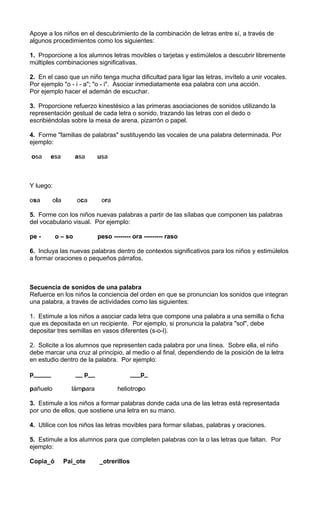 Sugerencias conciencia fonologica | DOC