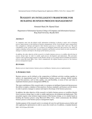 Suggest an intelligent framework for building business process ...