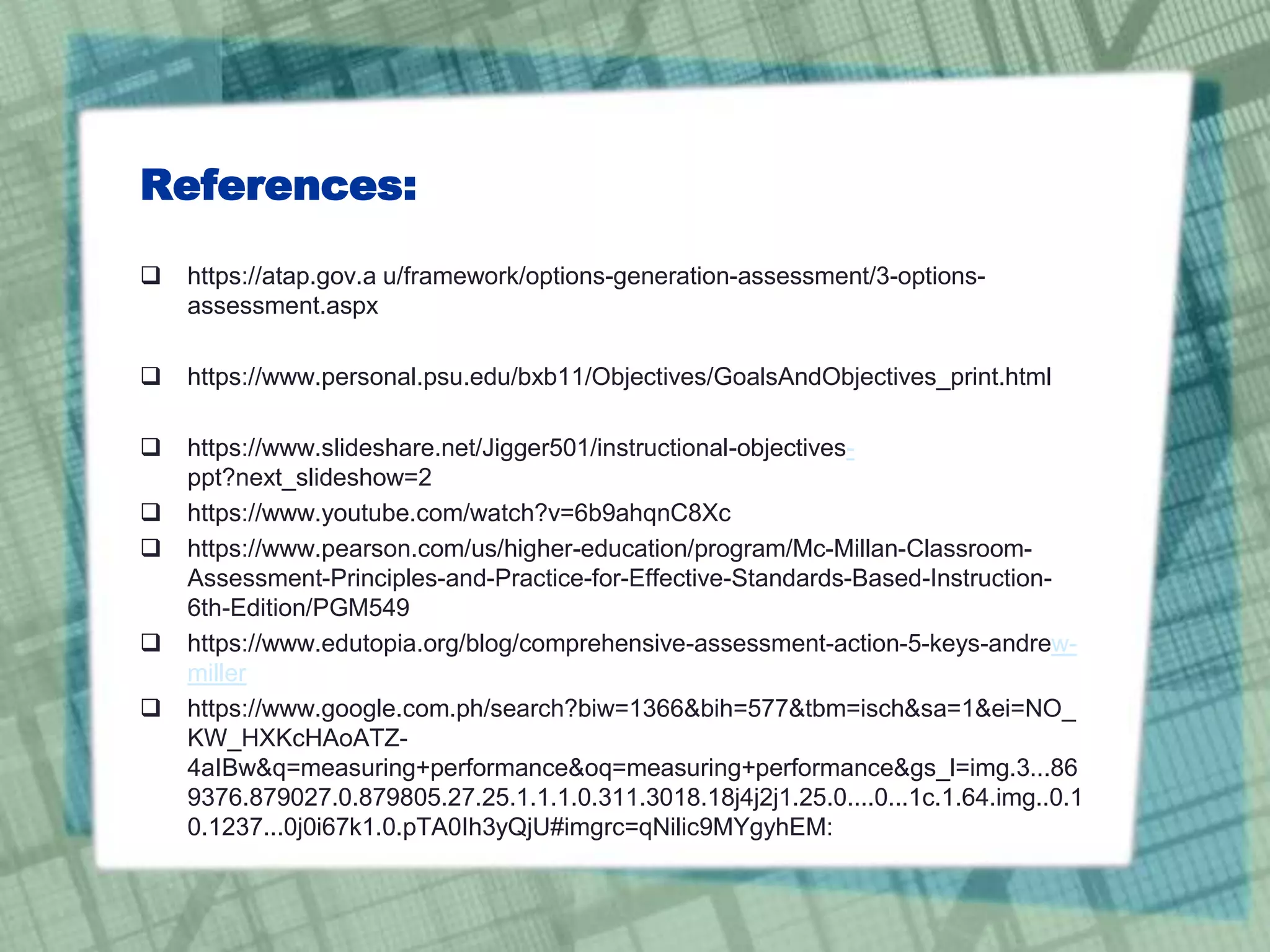 Suggested instructional objectives and assessment tools | PPTX