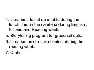 Suggested library programs and activities | PPT
