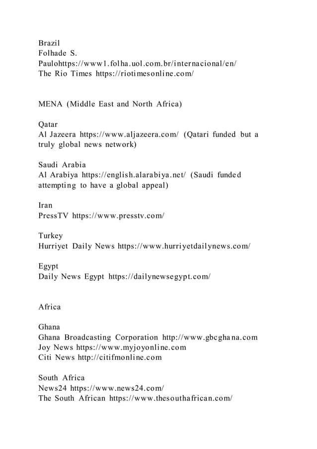 Suggested media outlets (evolving list)feel free to choose medi | PDF