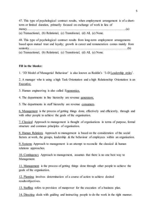 Questions & Answers MOB (Unit I, Unit II & Unit-III) by Dr. G C Mohanta ...