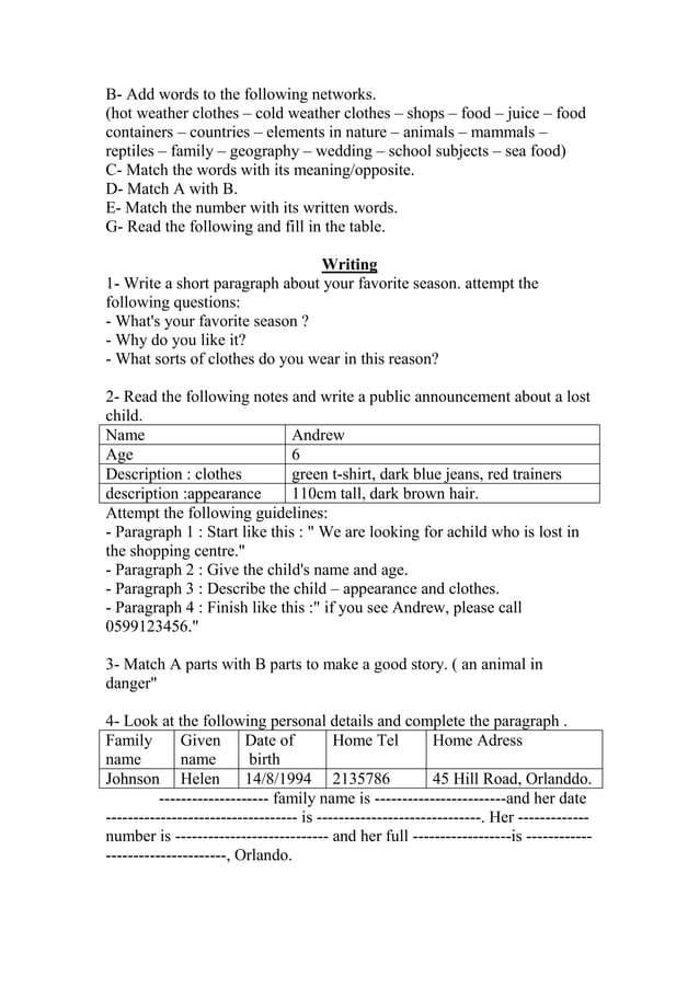 Suggested test items for grade 8 | PDF