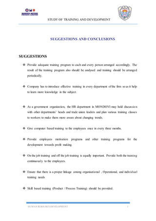 Training & development Suggestions and connclusions | DOCX