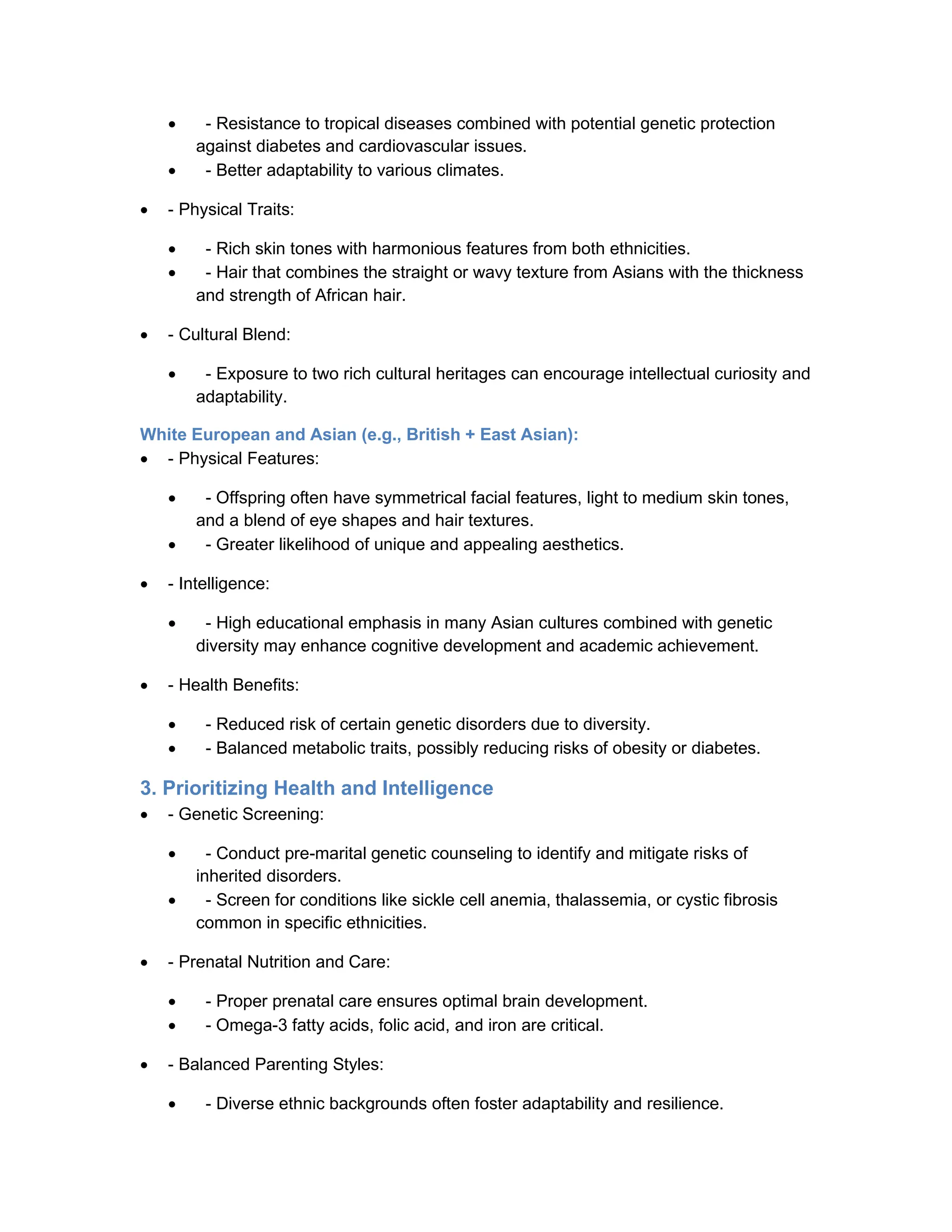 Suggestions for Good Offspring Based on Genetics and Ethnic Diversity | PDF