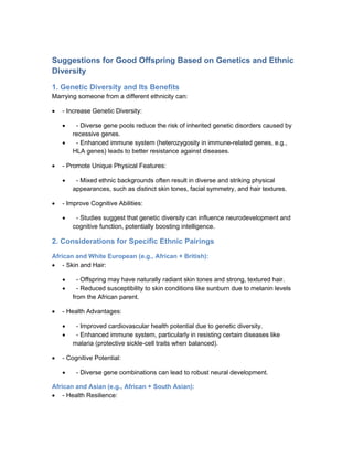 Suggestions for Good Offspring Based on Genetics and Ethnic Diversity | PDF